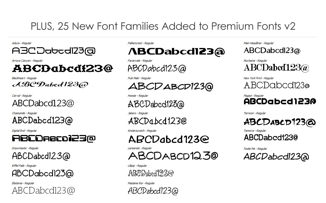 Font Families In Premium Fonts